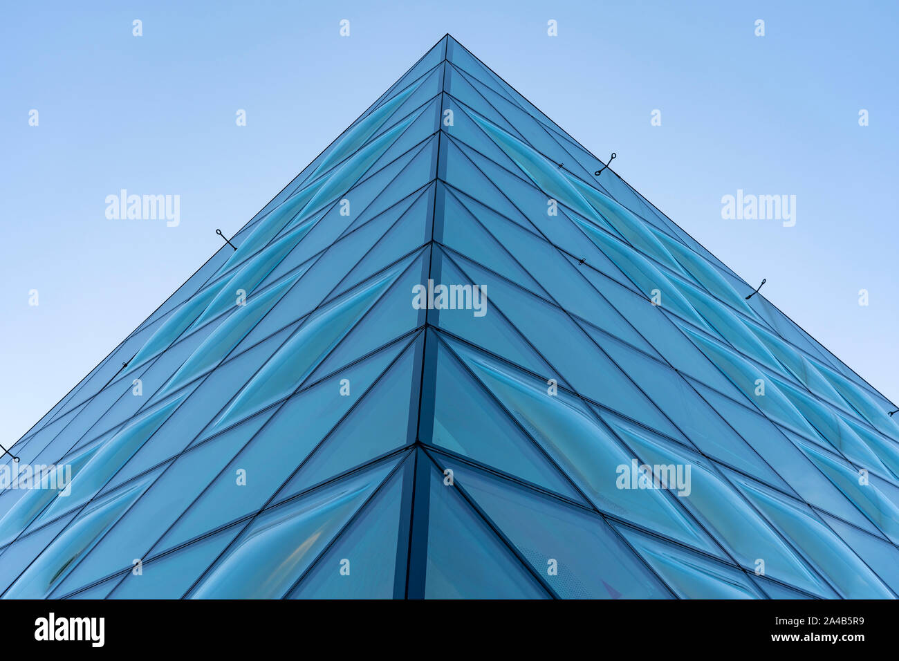 Close-Up View of Double Curve Convex Glass Windows. Reflected Clear ...