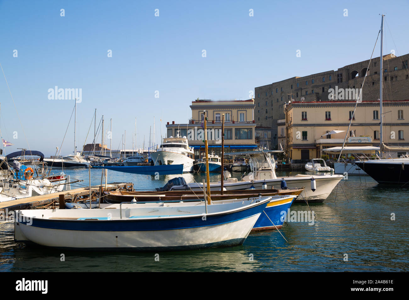 Terracina, port. A lot of boats and yachts stay in the port Stock Photo ...