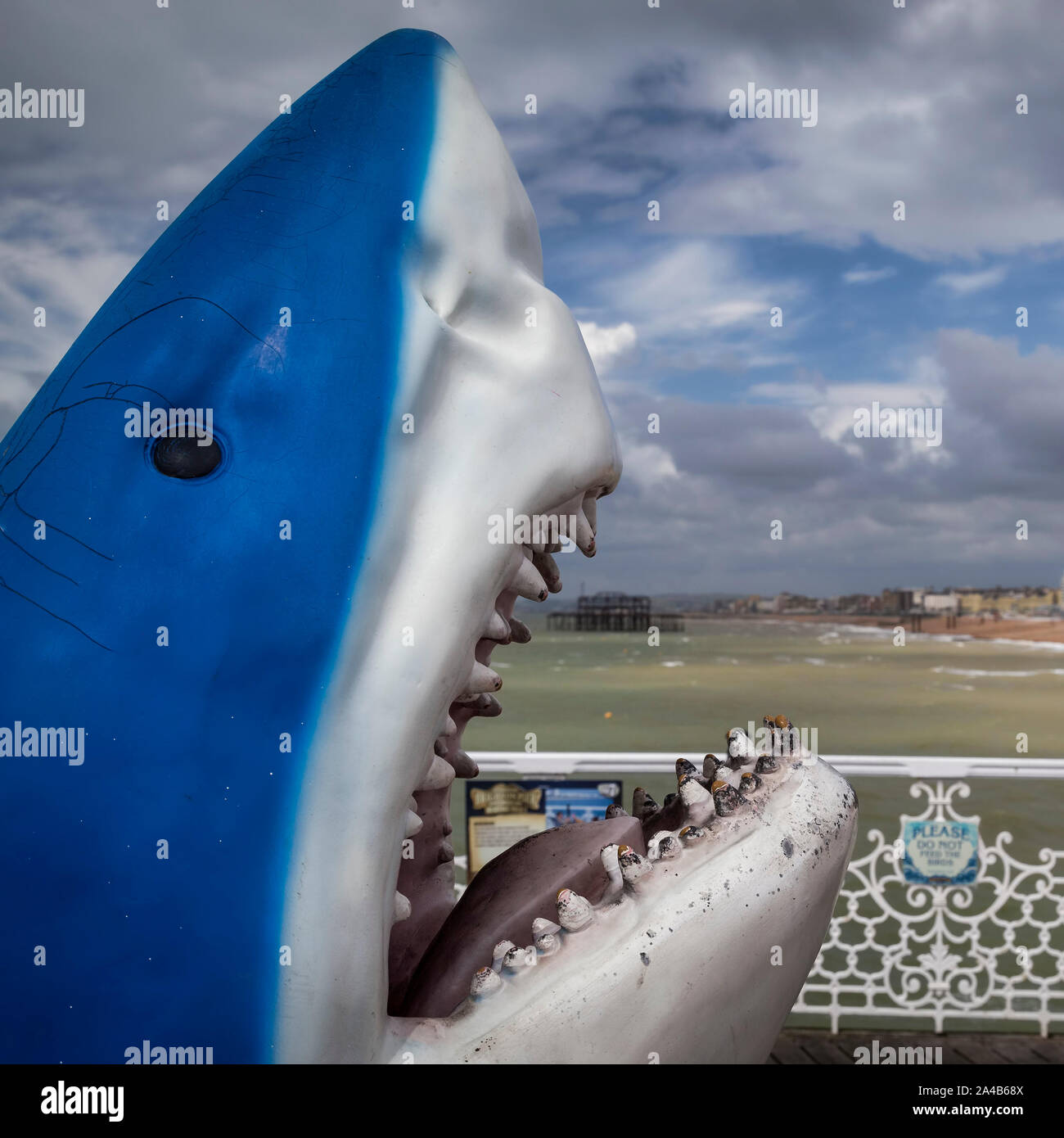 pier shark with brighton seafront Stock Photo - Alamy