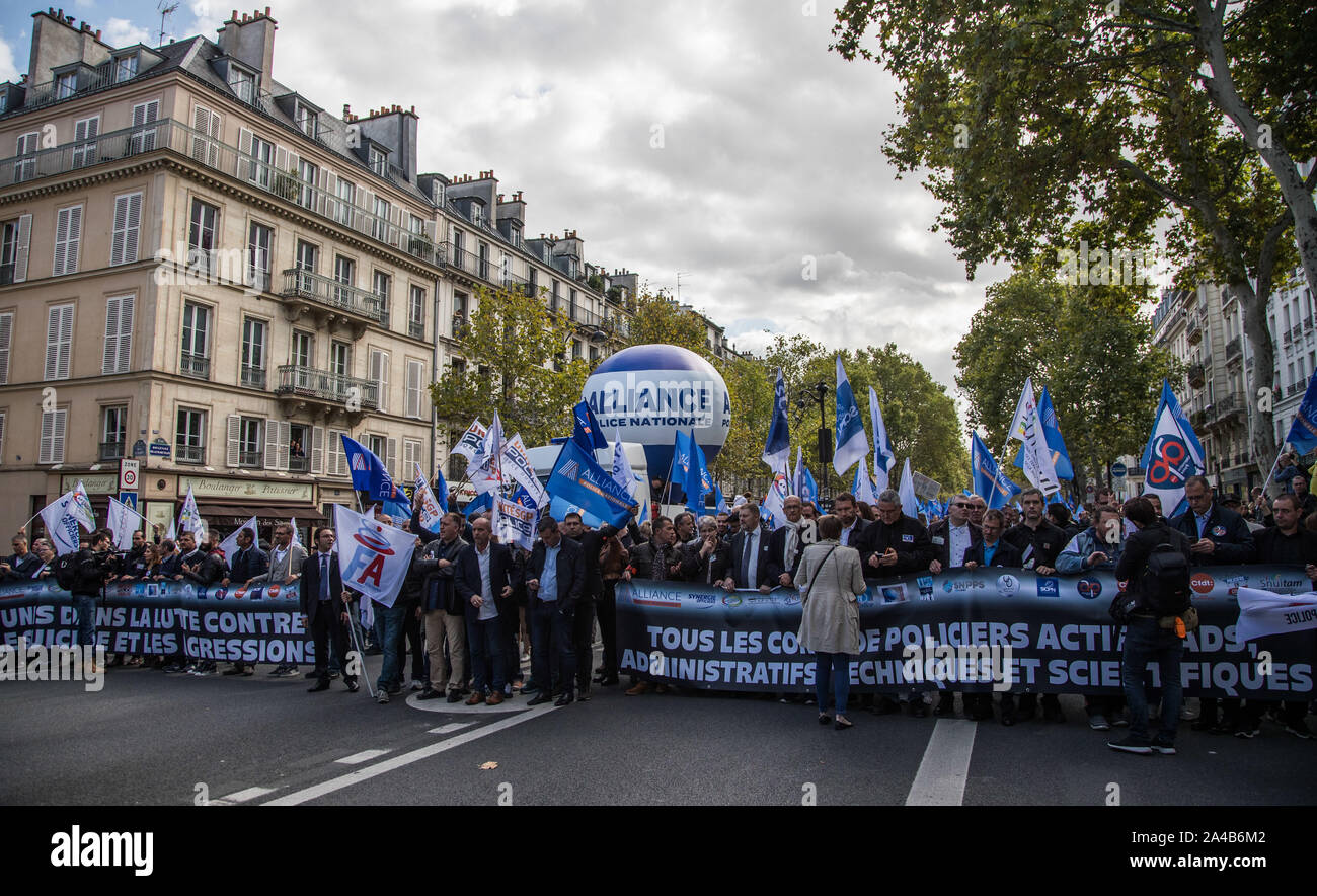 Paris, France -2nd October 2019: French police protest working ...