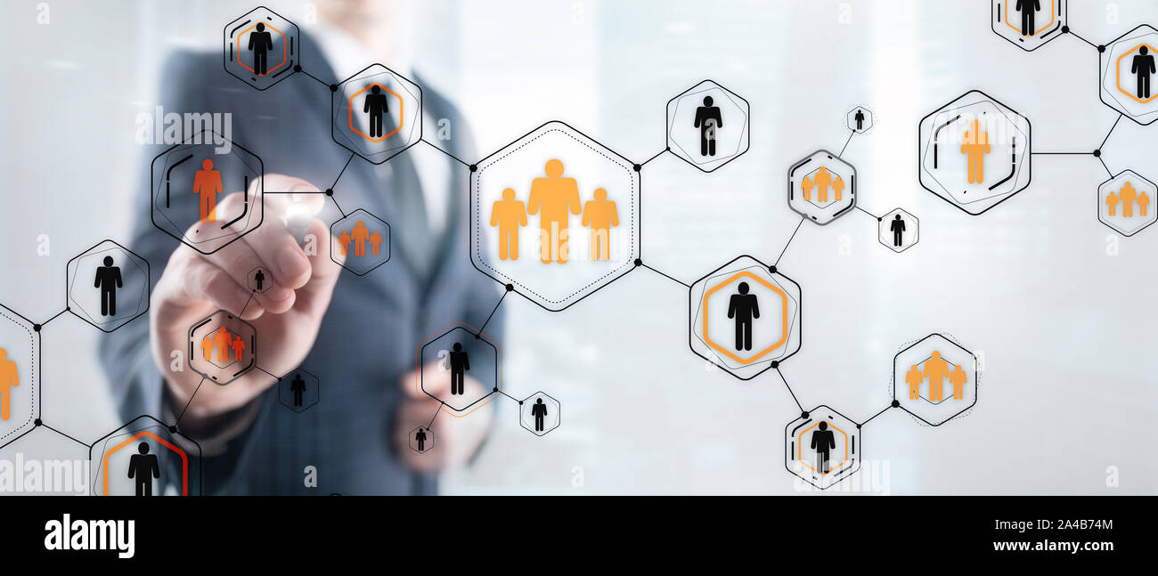 People icons Social network. Orange and black people icons Stock Photo ...