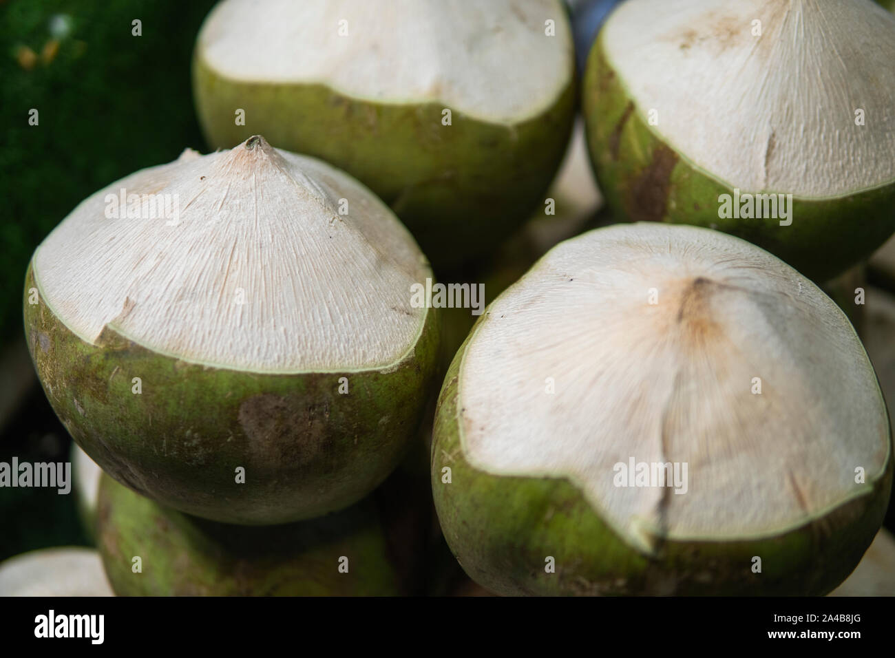 Fresh Coconut in the asian night market Stock Photo - Alamy