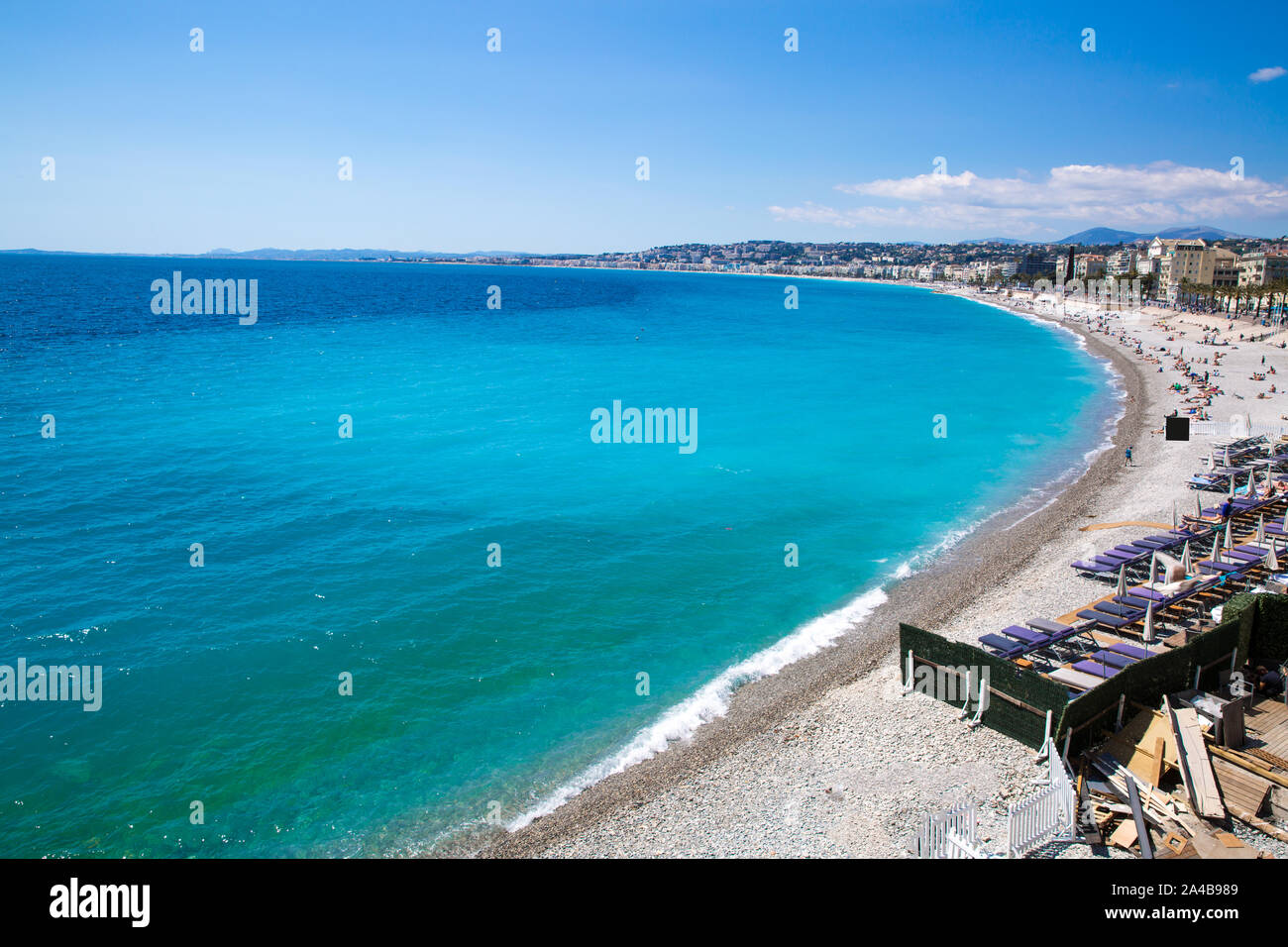 Nice, beautiful beach, French Riviera, Cote d'Azur or Coast of Azure ...
