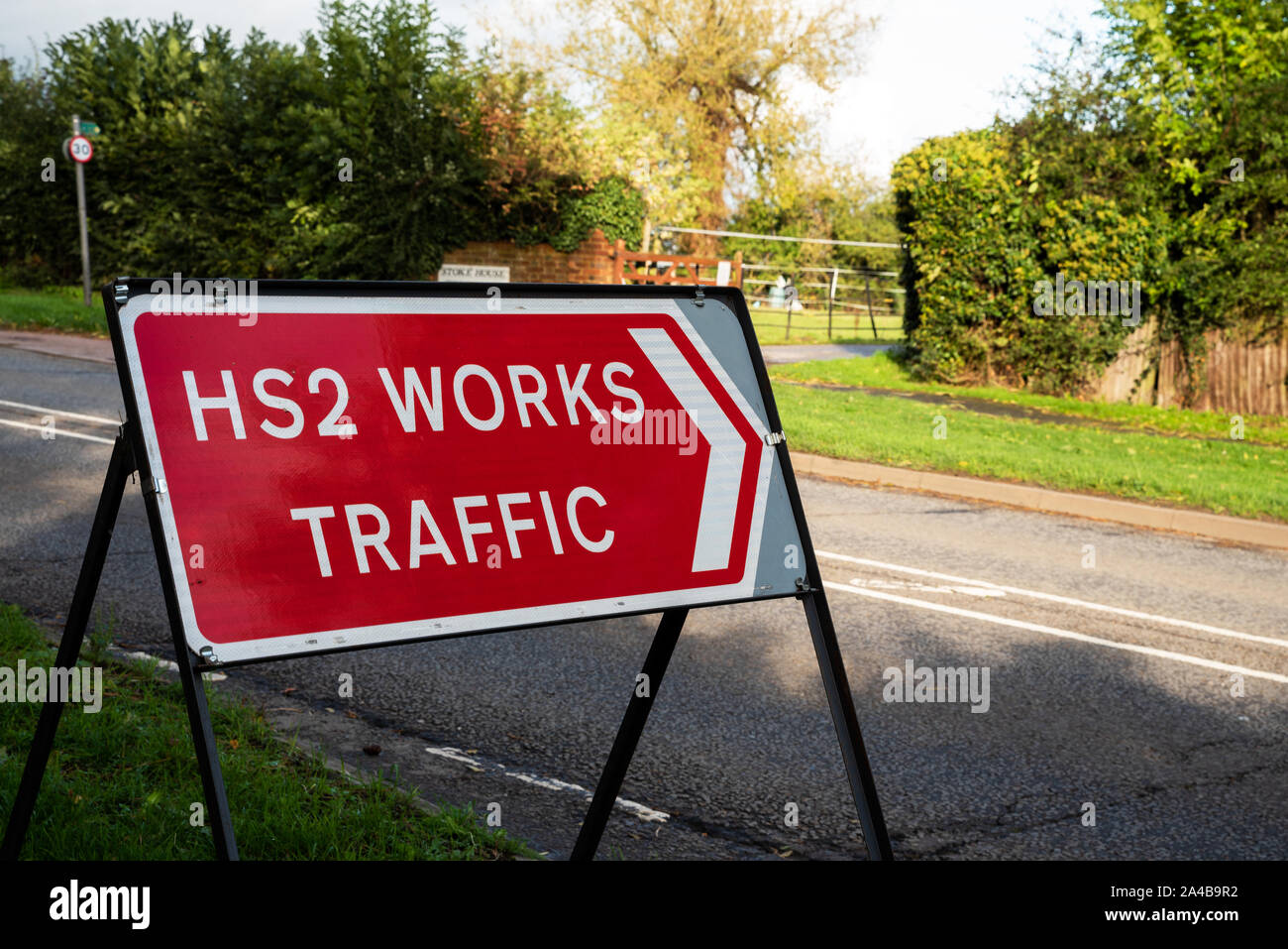 High Speed Two (HS2) Works Traffic warning signs. These signs, and ...