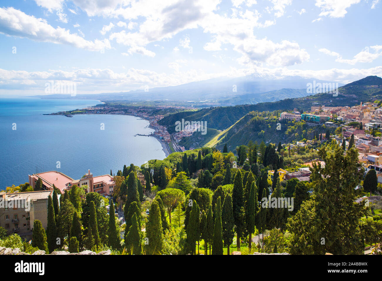 Beautiful nature of Sicily, Mediterranean sea near Taormina and Etna ...