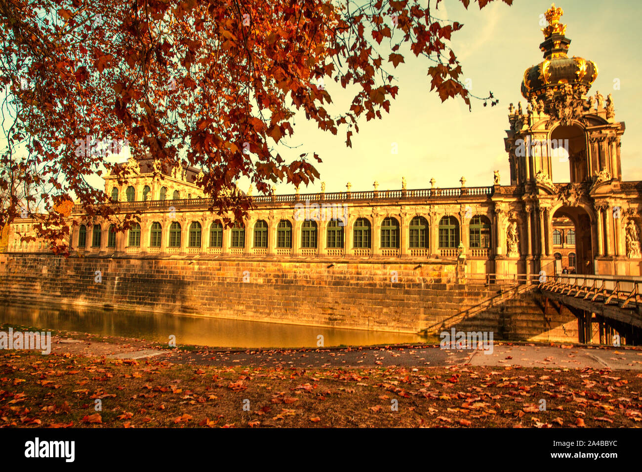 Autumn in Dresden, Saxony, German. Zwinger palace, baroque architecture ...