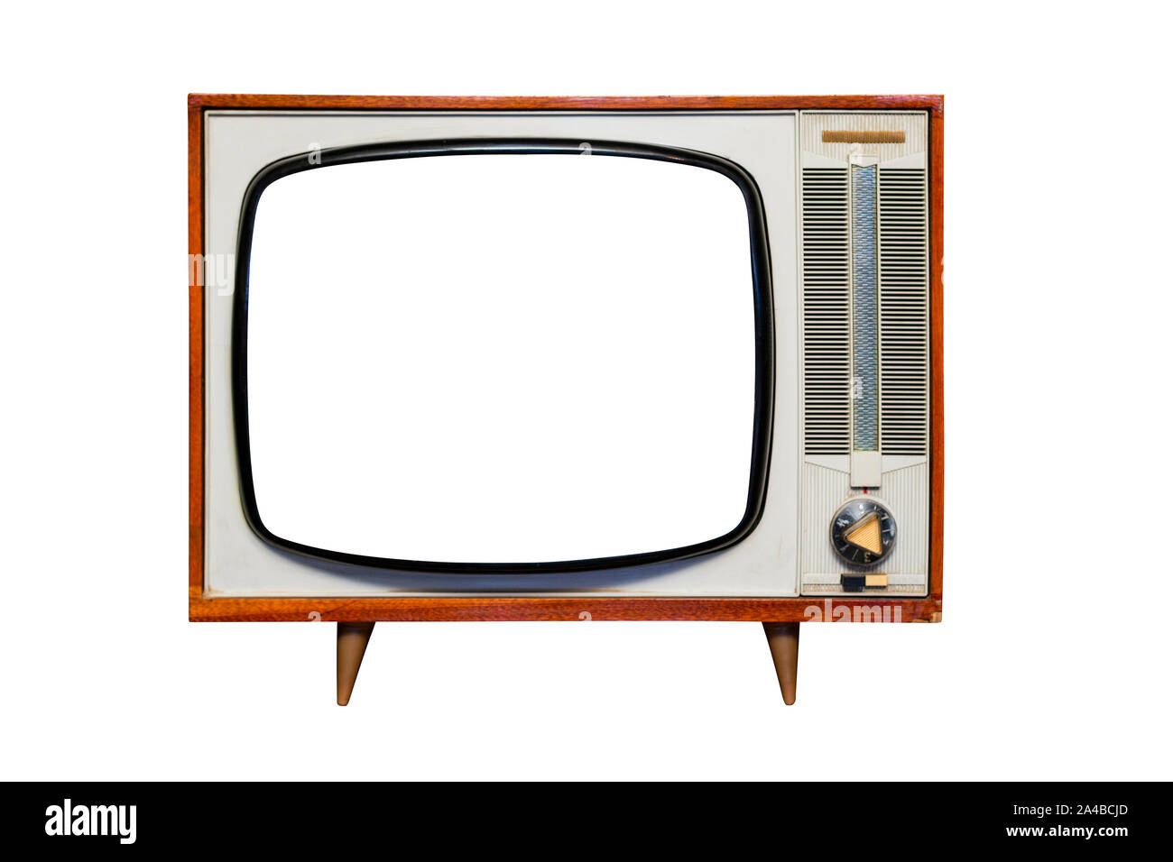 Vintage, retro old television isolated on white background. The old TV ...