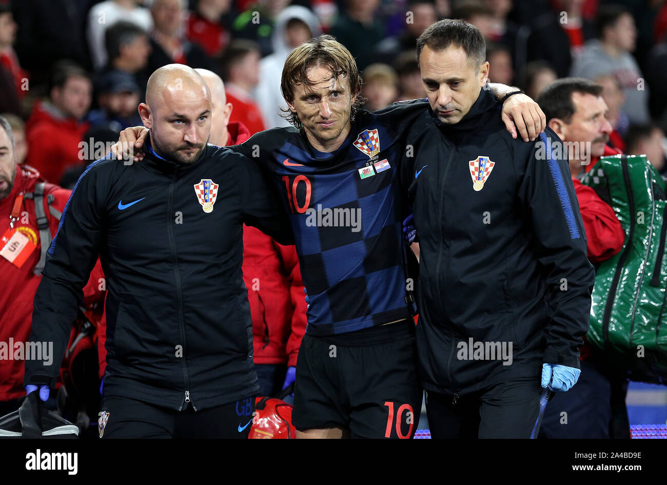 Croatia's Luka Modric leaves the pitch with an injury during the UEFA ...