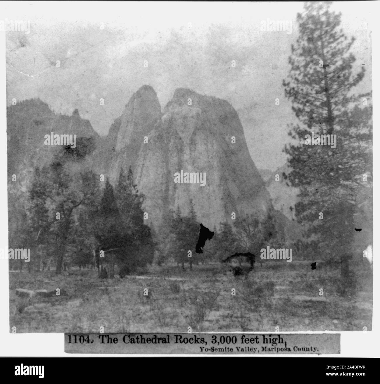 The Cathedral Rocks, 3,000 feet high, Yosemite Valley, Mariposa County ...