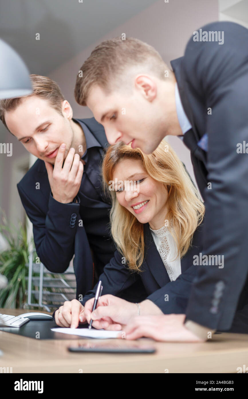 Business team work laptop documents hi-res stock photography and images ...