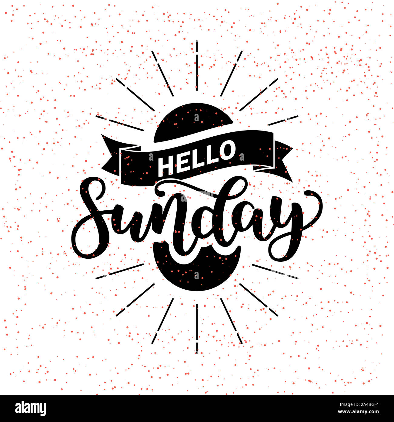 Hello Sunday lettering quote, Hand drawn calligraphic sign ...
