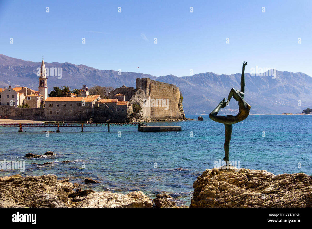 March 23, 2019 - Budva, Montenegro - The Ballet Dancer statue is an ...