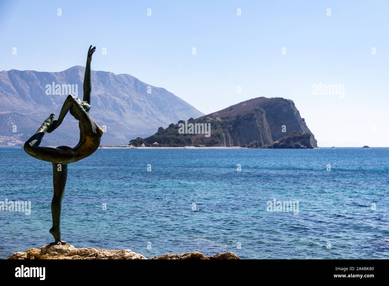 March 23, 2019 - Budva, Montenegro - The Ballet Dancer statue is an ...