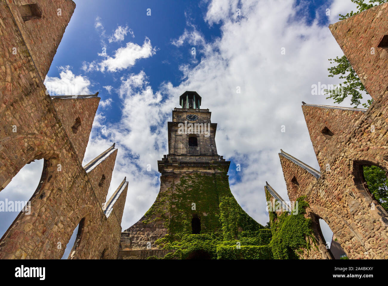 Partially destroyed in World War II, the Aegidienkirche in Hannover ...