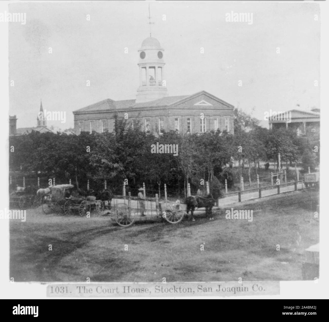 The Court House, Stockton, San Joaquin County - horse drawn wagons in ...