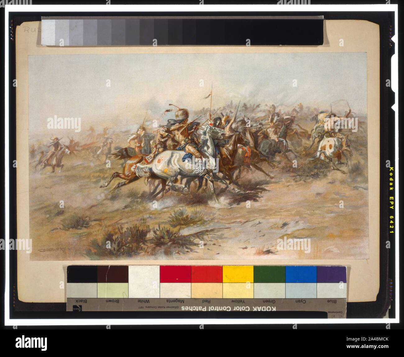 The Custer fight / C.M. Russell 1903 Stock Photo - Alamy