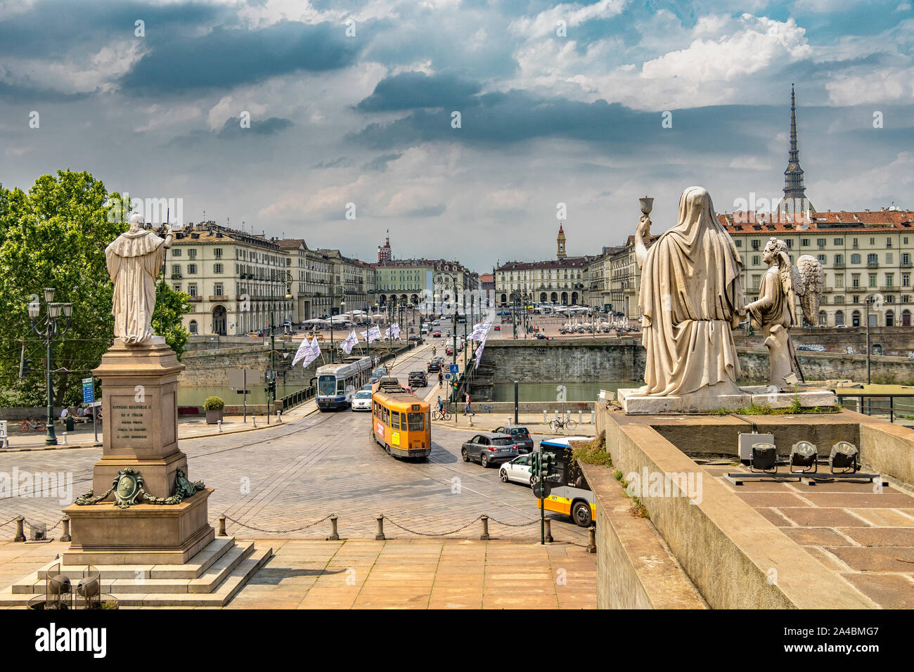 The statues of Faith and Religion facing The City of Turin across The ...