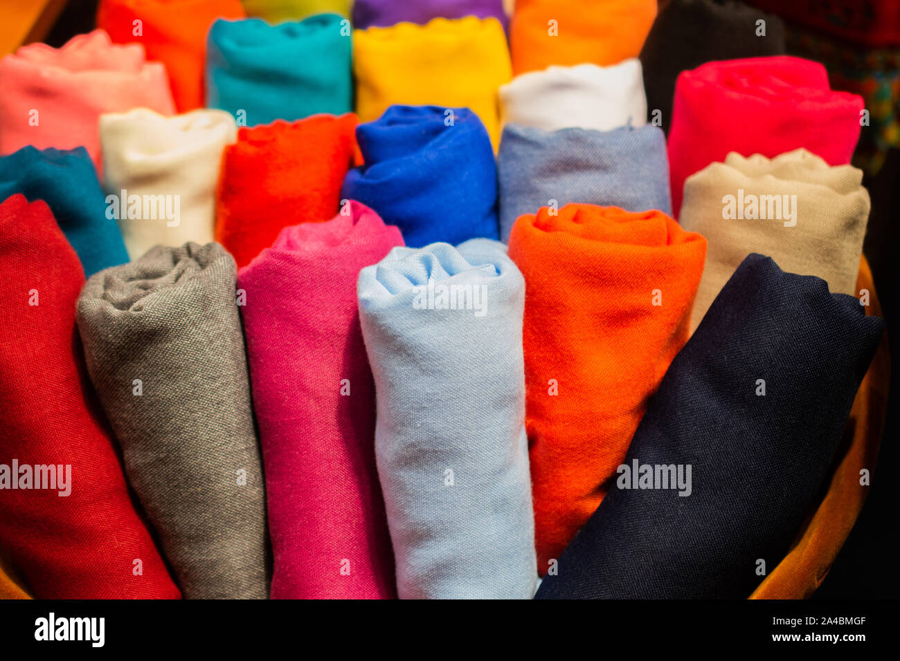 Examples of colorful fabric of various color and type Stock Photo - Alamy
