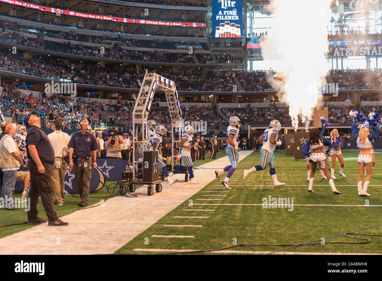 The Dallas Cowboys take the field prior to kickoff at the National ...