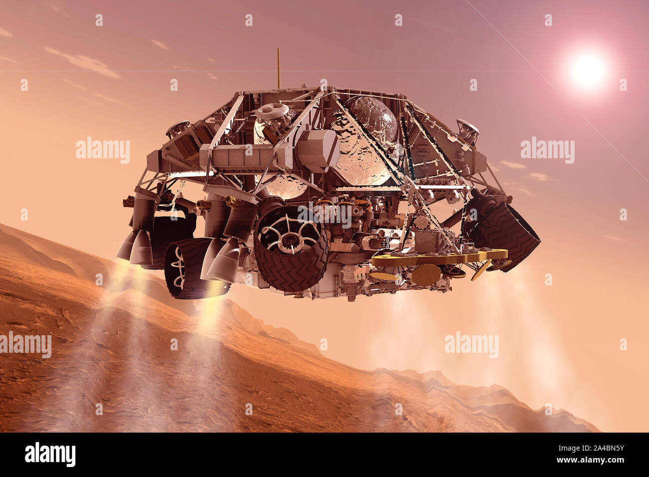 Mars rover explorer takes off on a red planet.Elements of this image ...