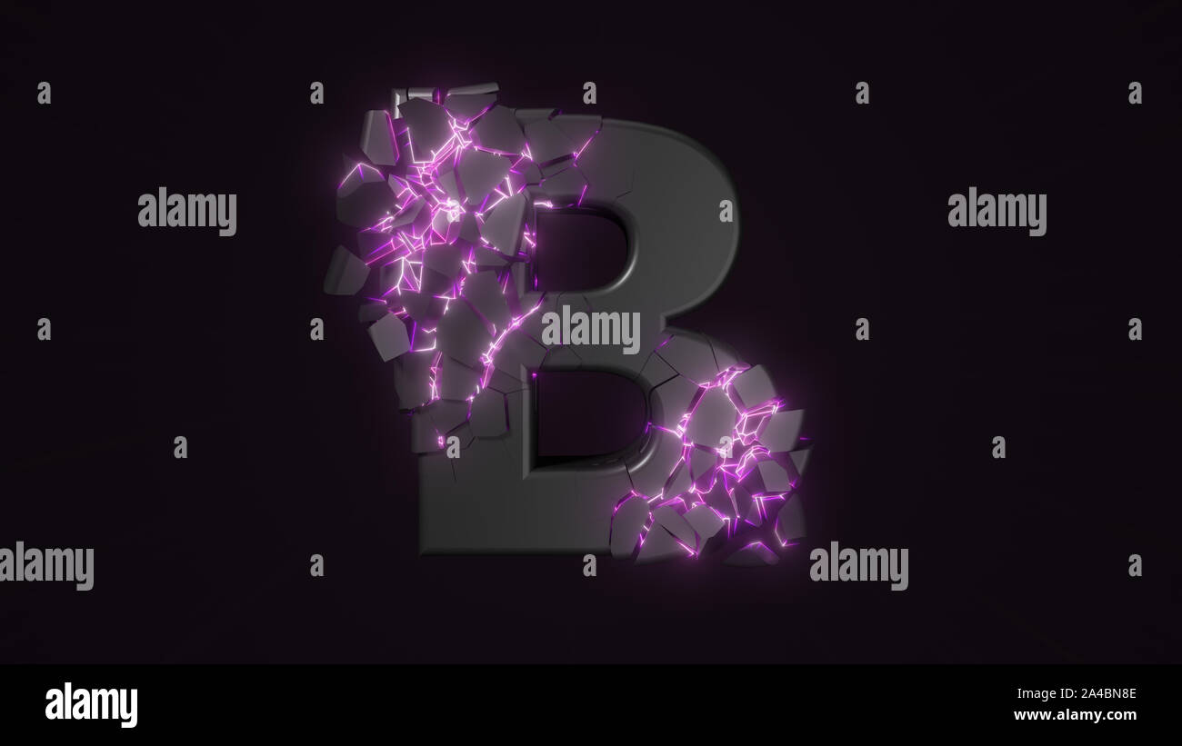strangely cracked B letter. technological and mystical look with ...