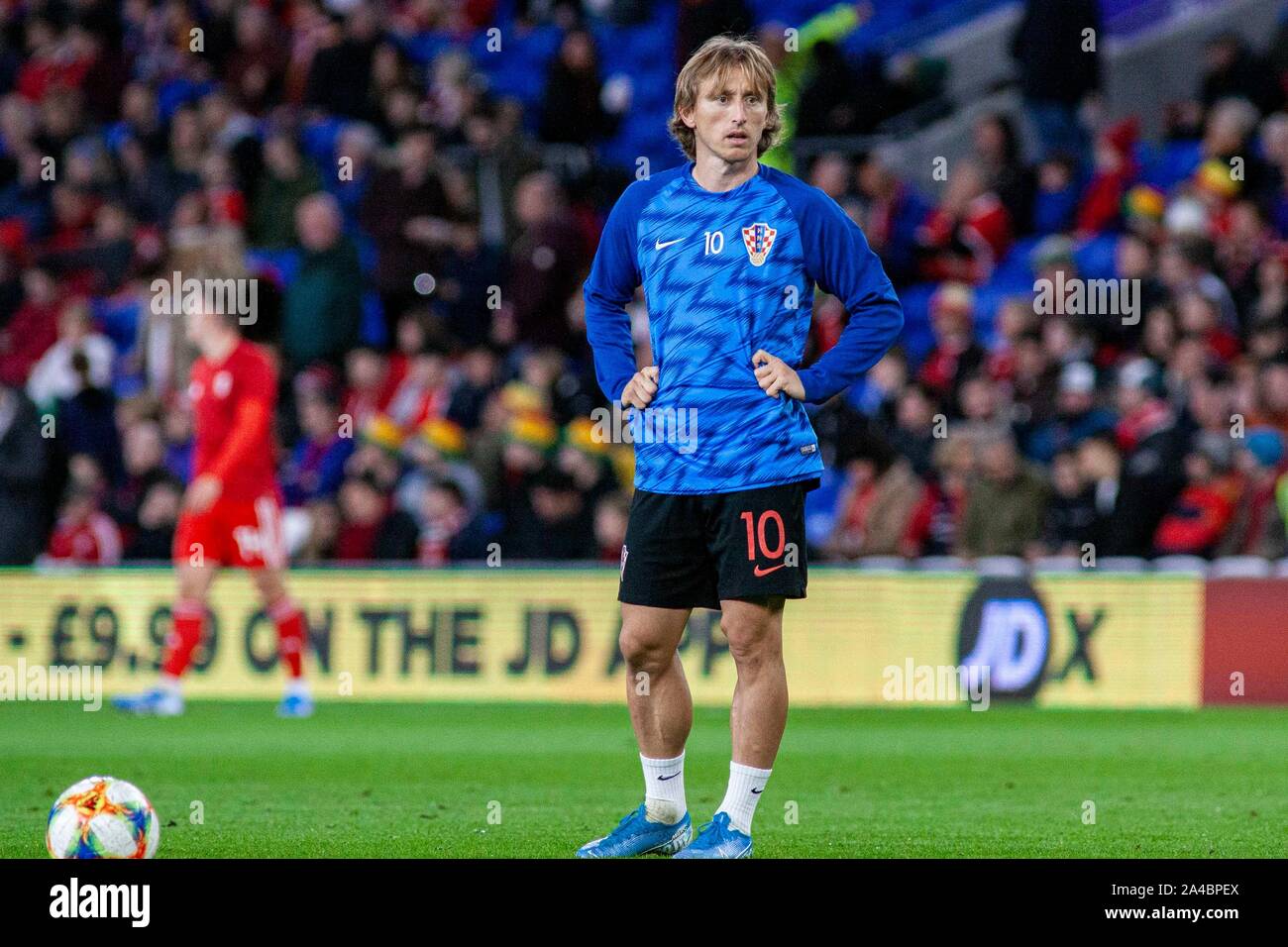Cardiff, Wales 13/10/19. Luka Modric of Croatia warms up. Wales v ...