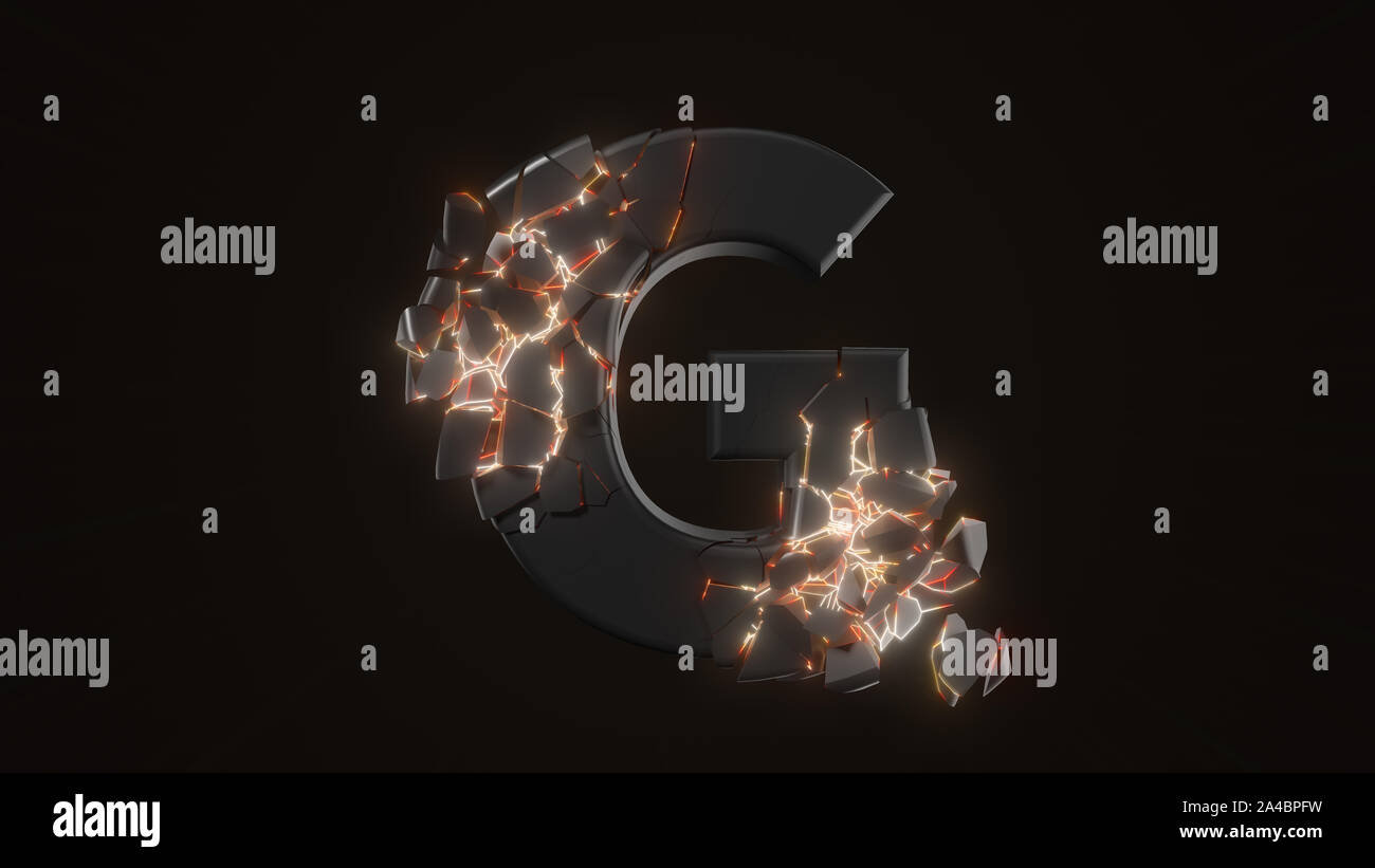 strangely cracked G letter. technological and mystical look with ...