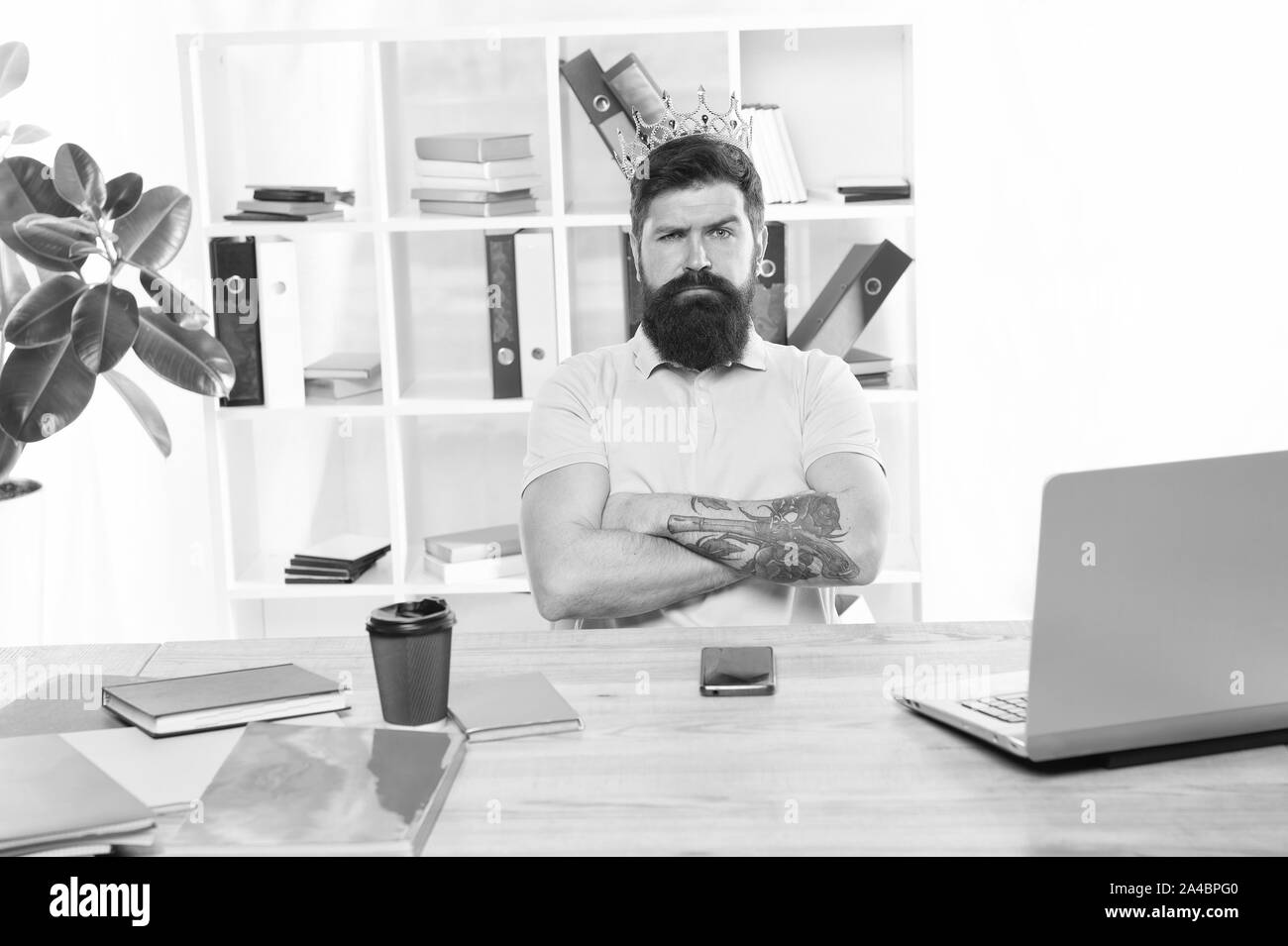 Top manager head office. Confident boss enjoying glory. Head and boss ...