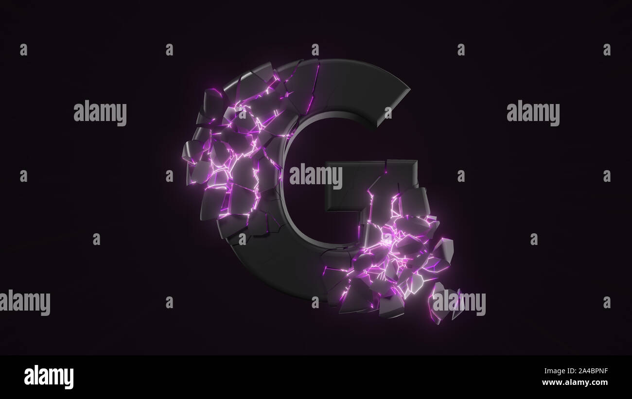strangely cracked G letter. technological and mystical look with ...