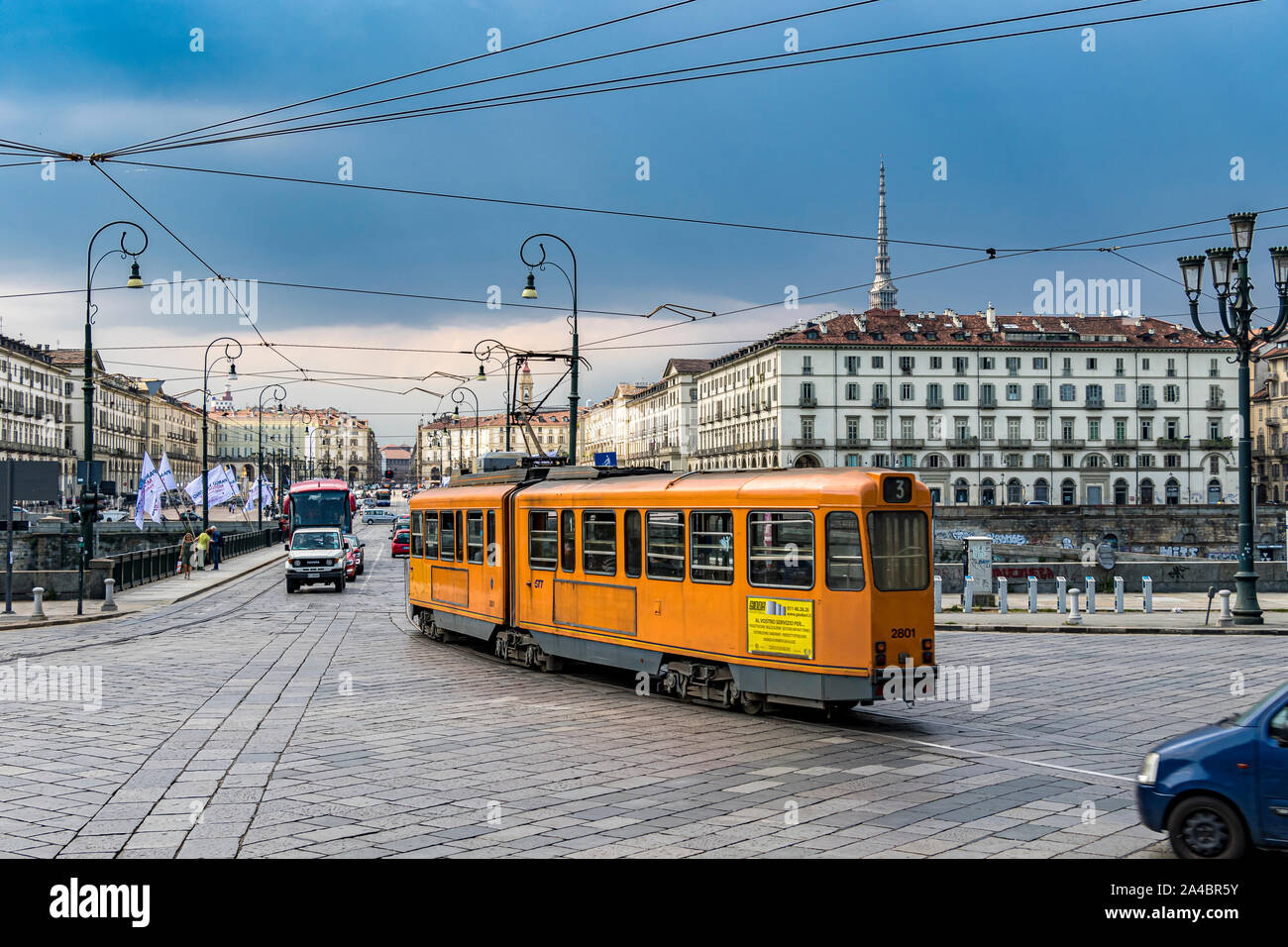 A Turin tram at Piazza Gran Madre di Dio ,Turin,Italy Stock Photo - Alamy