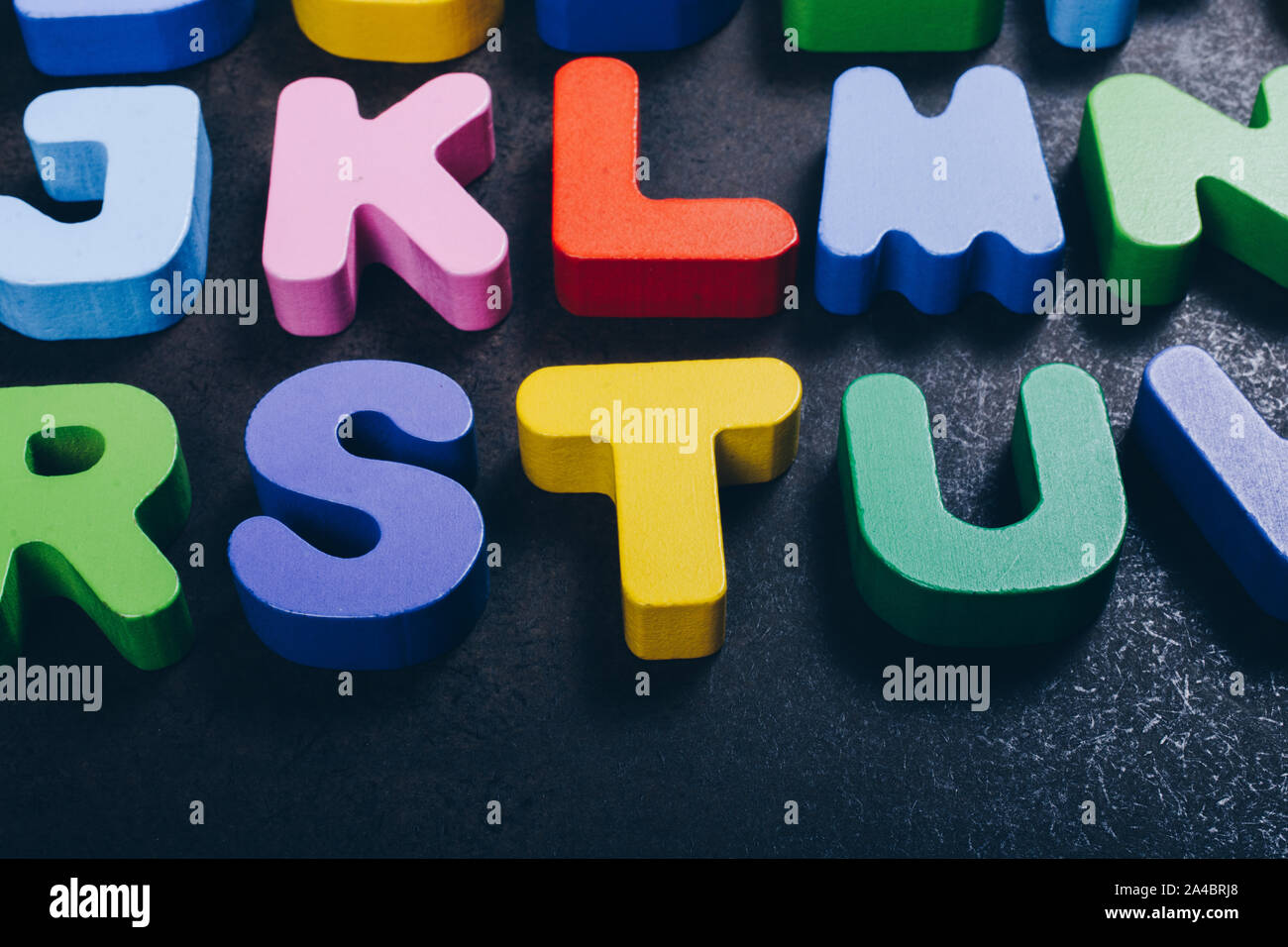 Alphabet ABC wooden letters for early education concept Stock Photo - Alamy