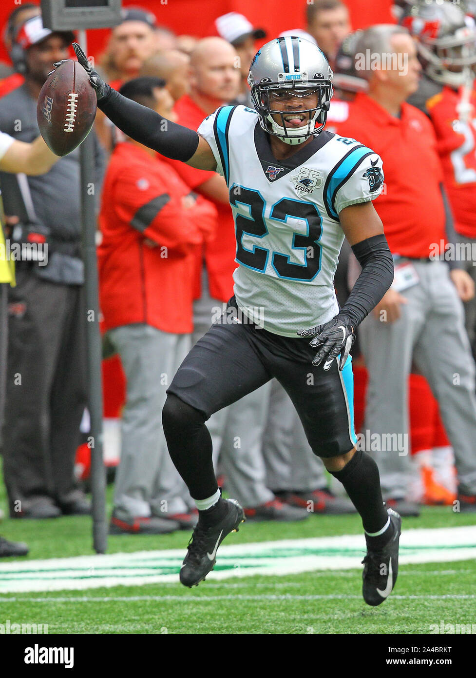 London, UK. 13th Oct, 2019. Carolina Panthers cornerback Javien Elliott ...