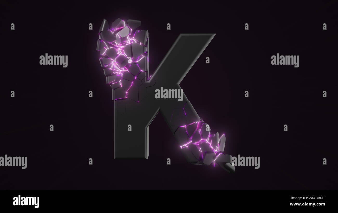 strangely cracked K letter. technological and mystical look with ...