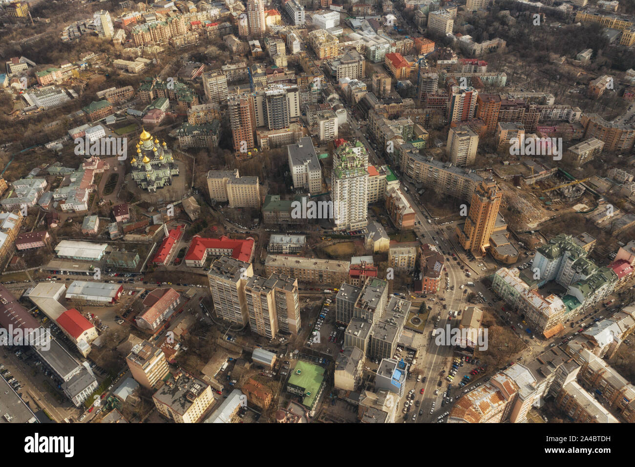 Autumn aerial shots of the city of Kiev in Ukraine Road and cars Stock ...