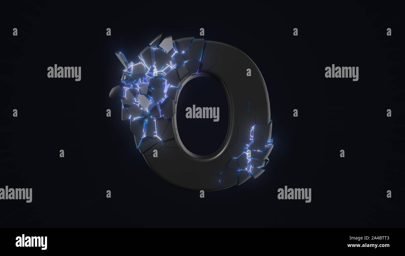 strangely cracked O letter. technological and mystical look with ...