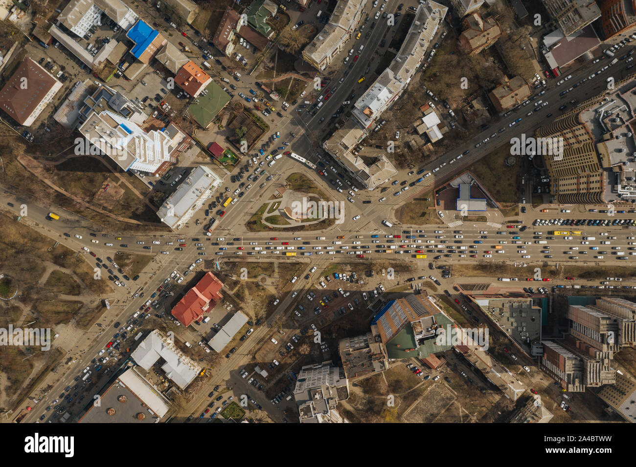 Autumn aerial shots of the city of Kiev in Ukraine Road and cars Stock ...