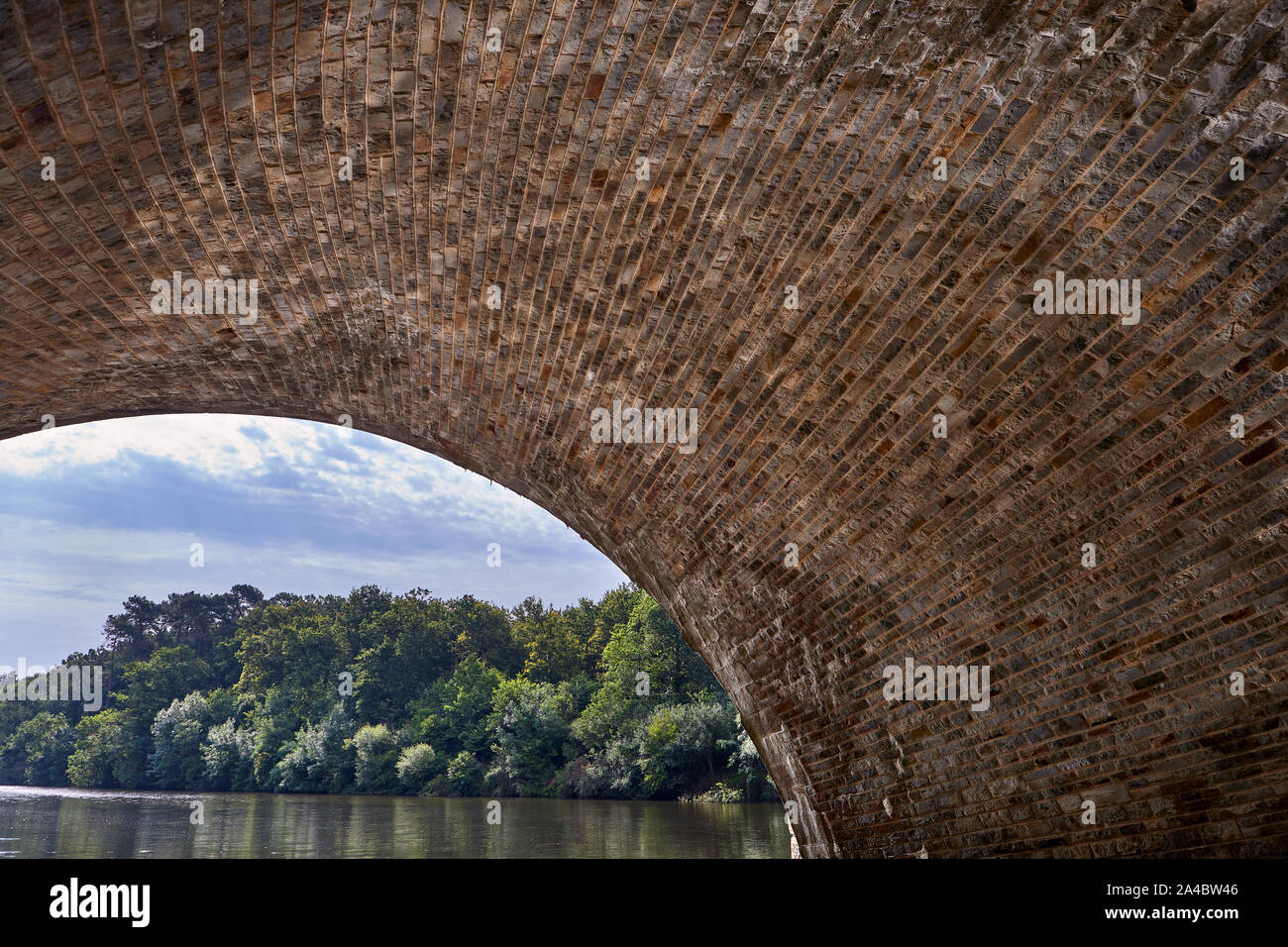 Image of the underside of a Stone Railway Viaduct Arch over the Vilaine ...
