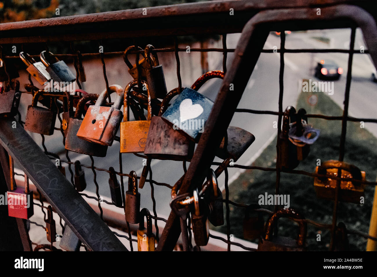 Locks on a bridge locked Stock Photo - Alamy