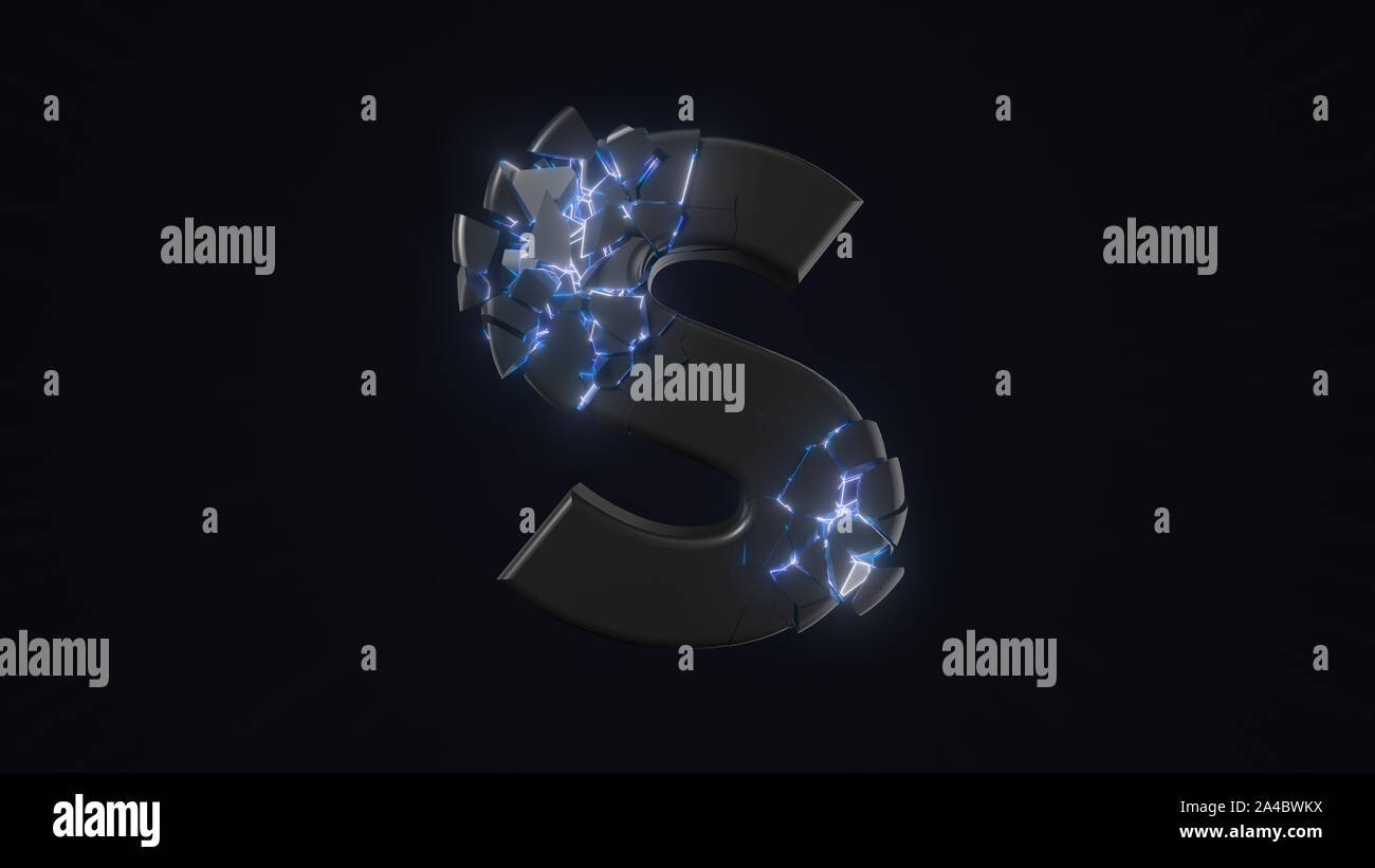 strangely cracked S letter. technological and mystical look with ...