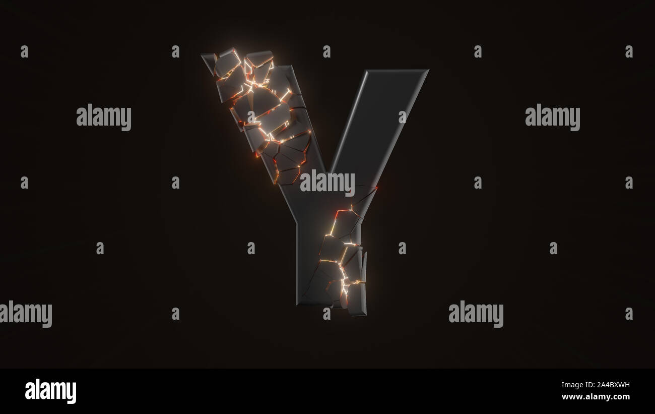 strangely cracked Y letter. technological and mystical look with ...