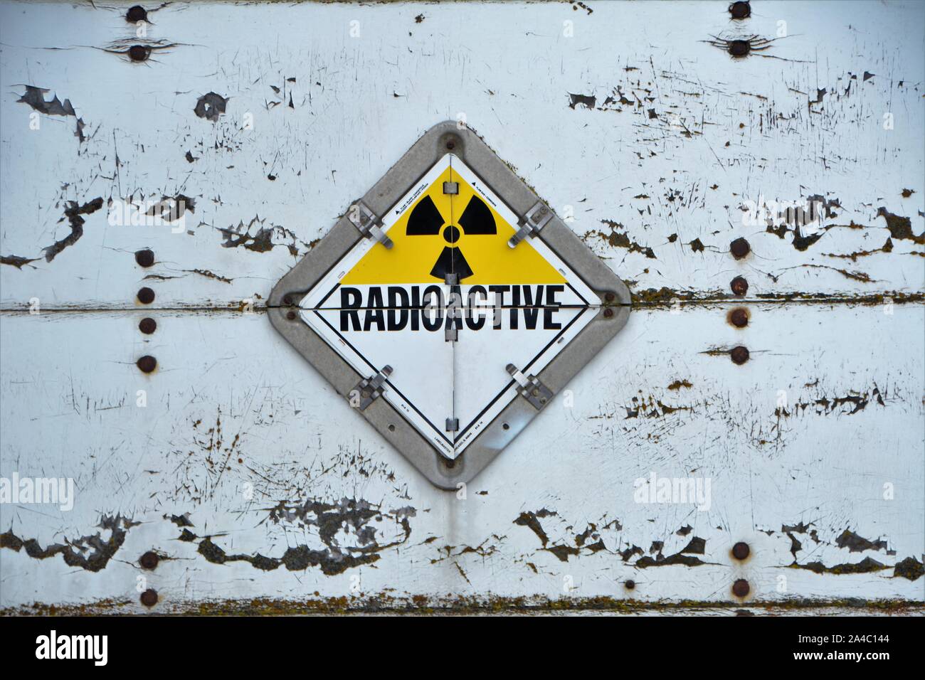 Radioactive danger sign on a truck in Washington state USA Stock Photo ...