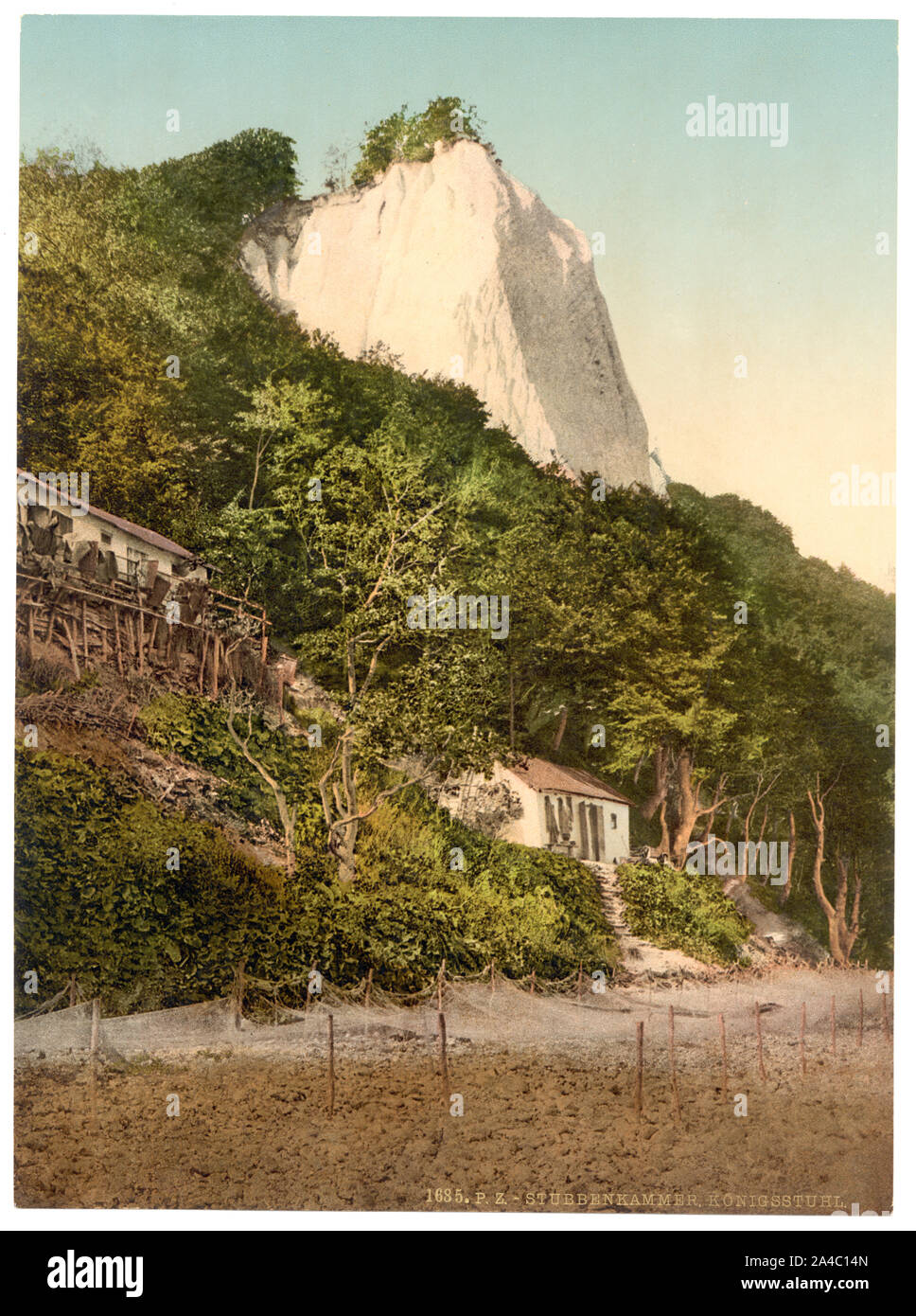 The Konigsstuhl, with fisher huts, Stubbenkammer, Isle of Rugen ...