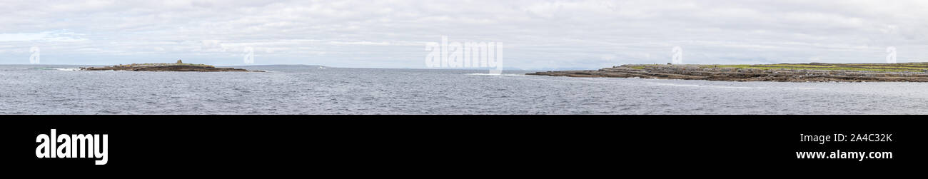 Panorama of Harbour beach with waves and Crab Island, Doolin, Clare ...