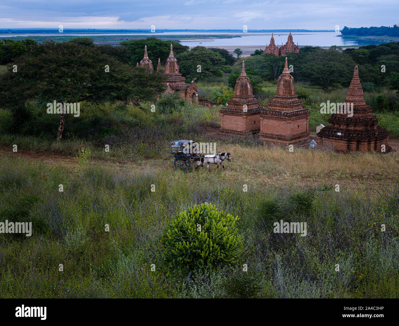 BAGAN, MYANMAR - CIRCA DECEMBER 2017: Temple over the plains of Bagan ...