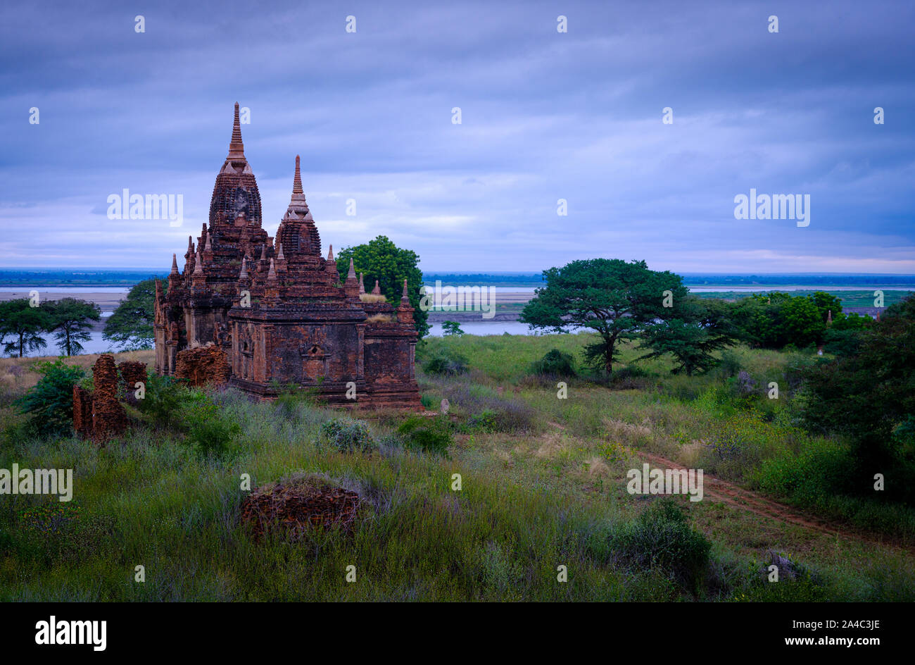 BAGAN, MYANMAR - CIRCA DECEMBER 2017: Temple over the plains of Bagan ...