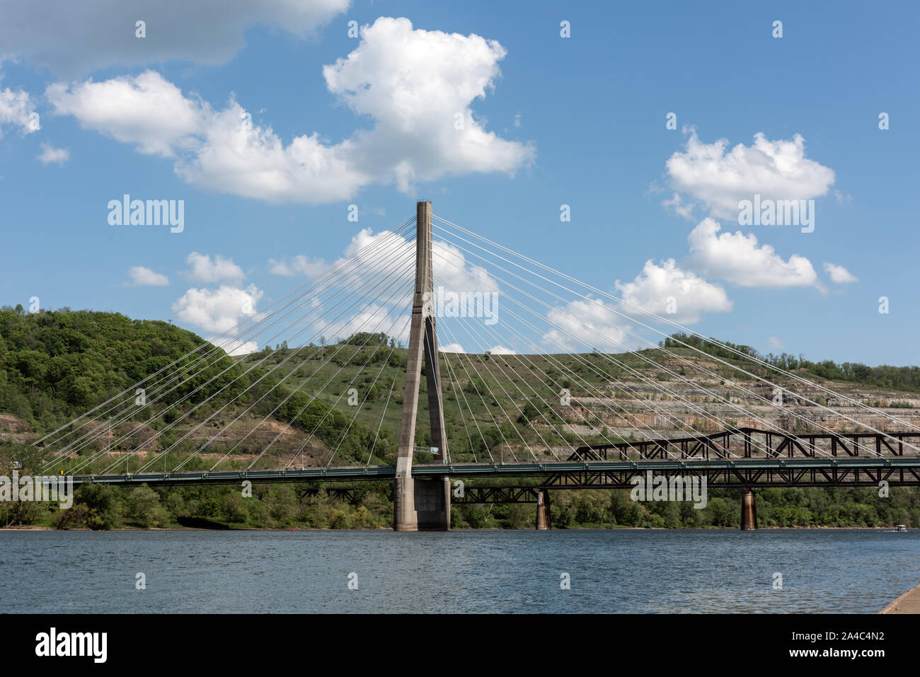 The Newell Toll Bridge across the Ohio River between Newell, West ...