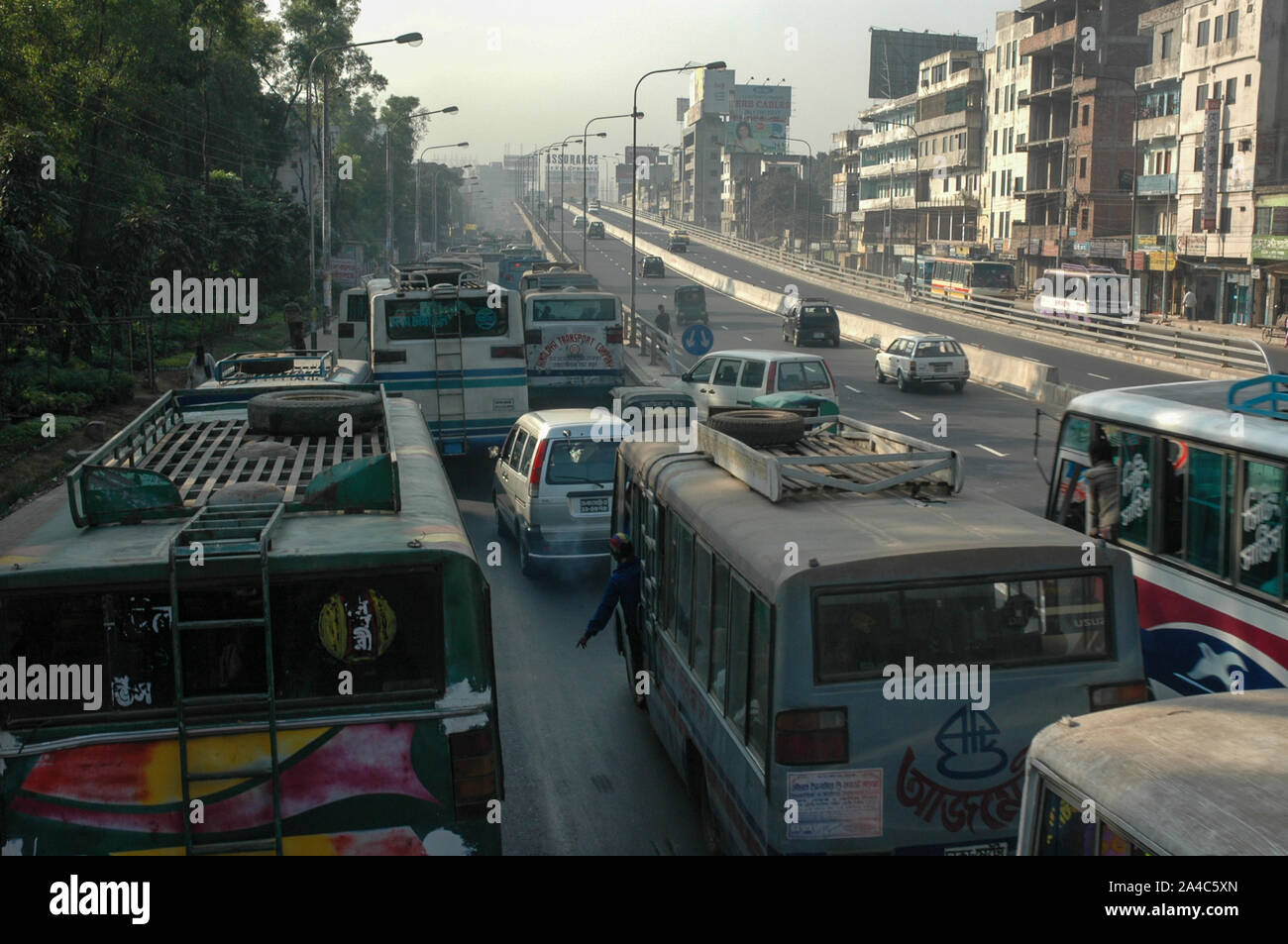 Heavy traffic under Mohakhali flyover. Dhaka, Bangladesh Stock Photo ...