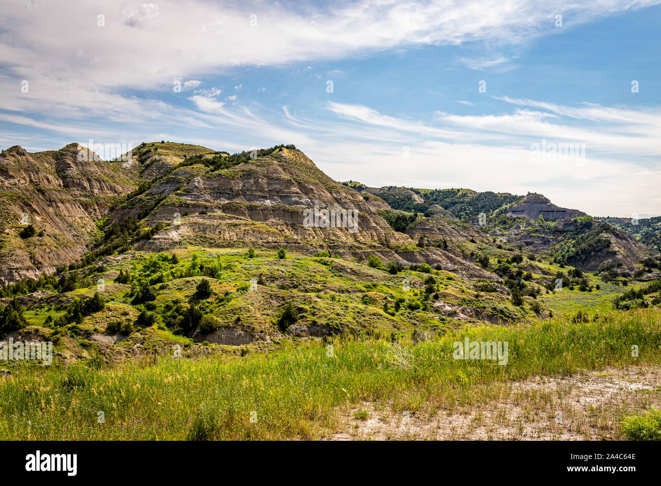 Scenic view along Theodore Roosevelt Expressway in western North Dakota ...
