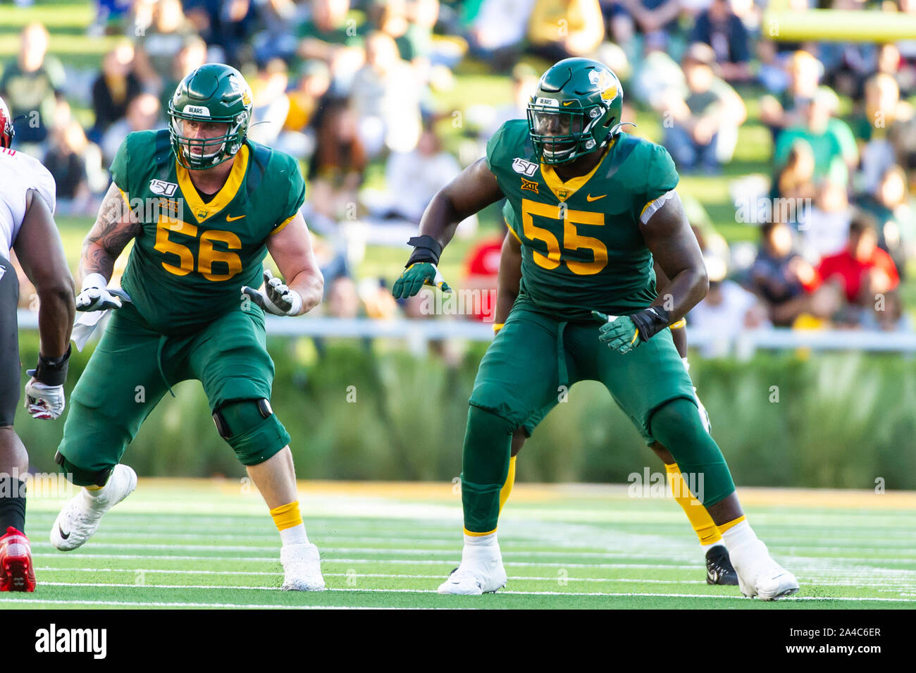 Waco, Texas, USA. 12th Oct, 2019. Baylor Bears offensive lineman Blake ...
