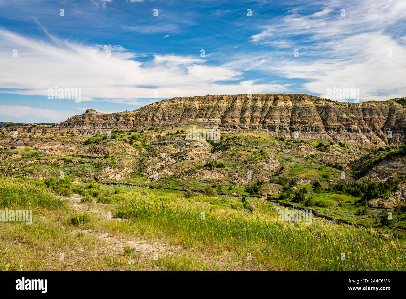 Scenic view along Theodore Roosevelt Expressway in western North Dakota ...